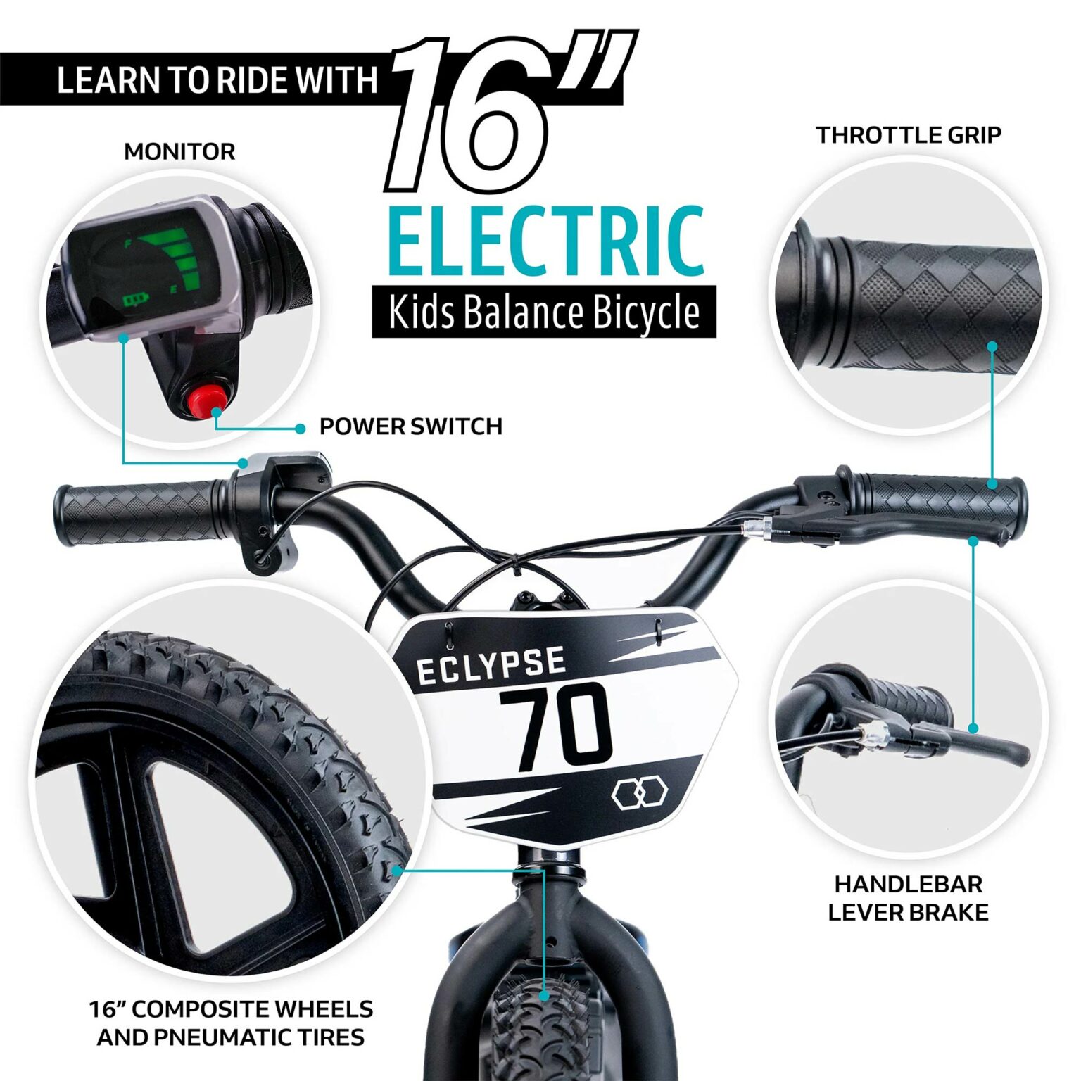 Eclypse Astra 16 Electric Balance Bike - Green | Eclypse Bicycle